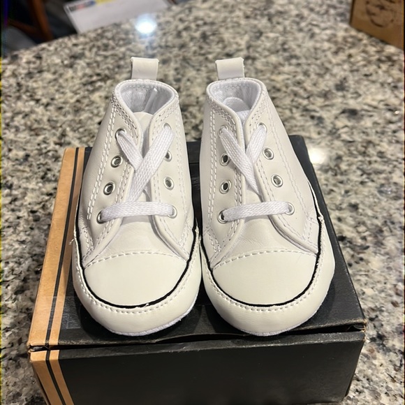 Converse | Shoes | Converse First All Star Chucks Leather Crib Shoes ...